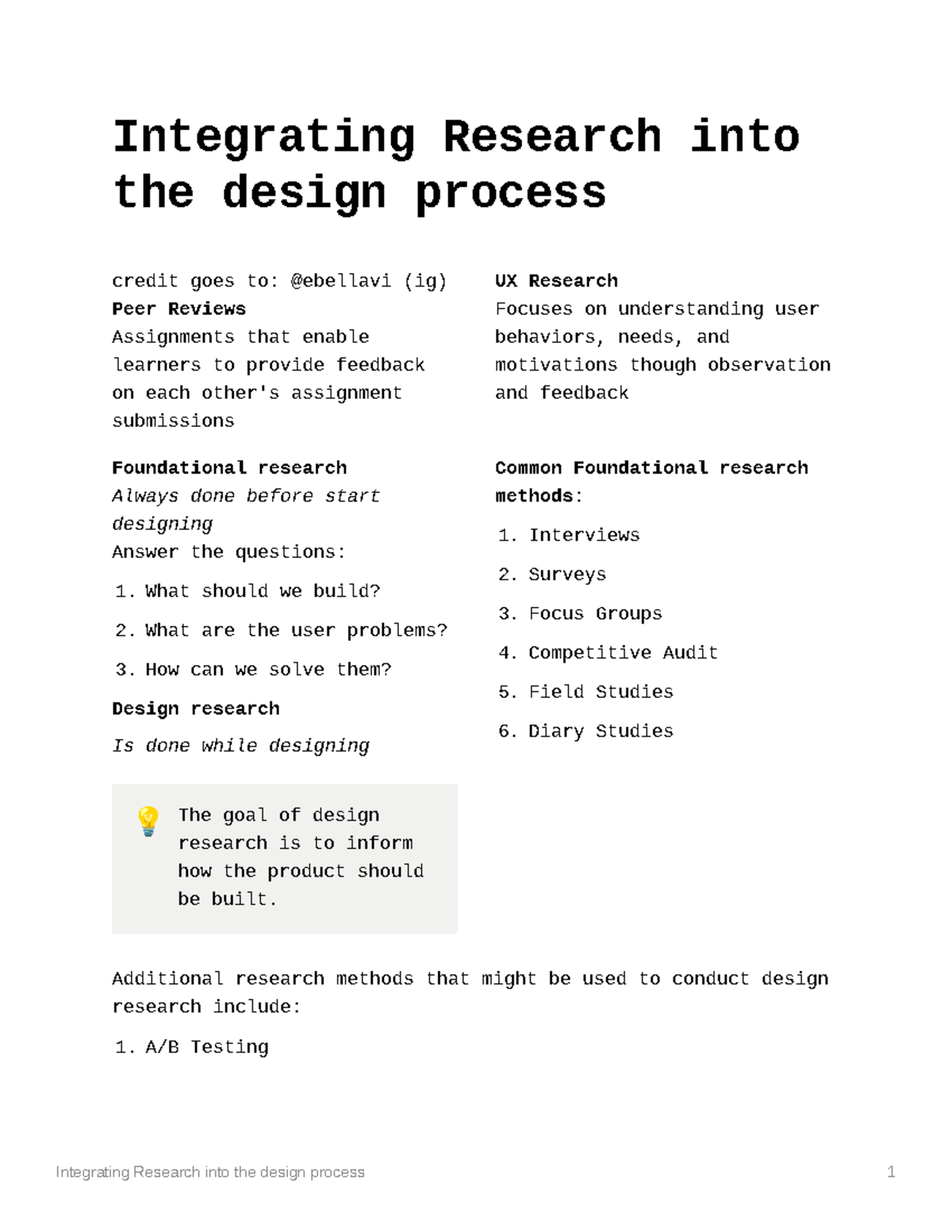 UX Design Process - Integrating Research into the design process 1 ...