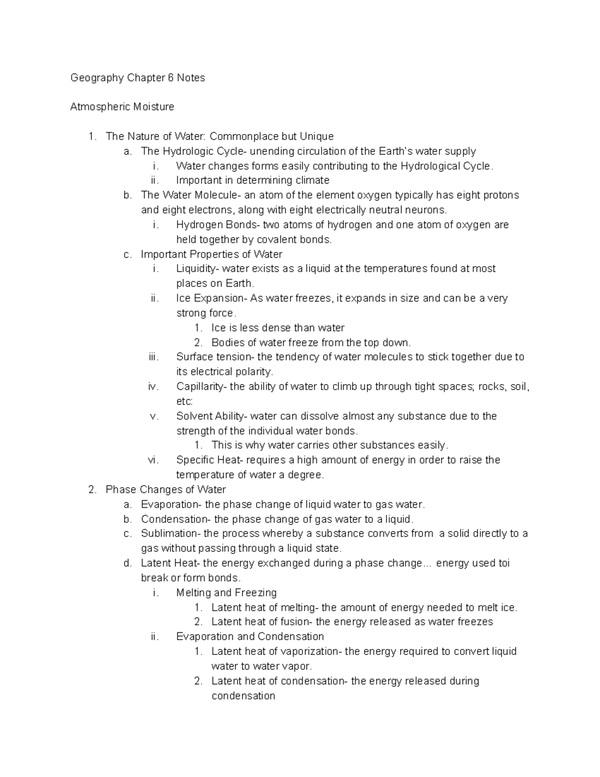 Geography Chapter 6 Notes - Geography Chapter 6 Notes Atmospheric ...
