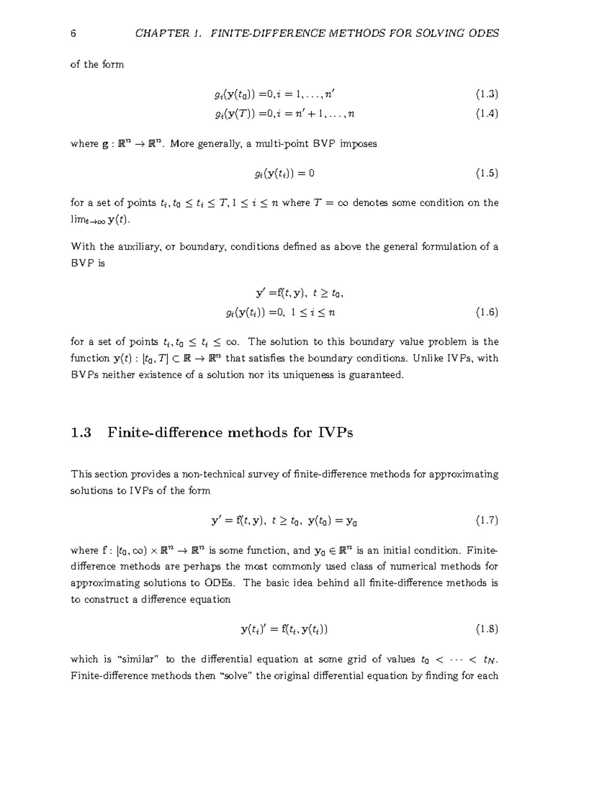 Essays in Computational 3 - 6 CHAPTER 1. FINITE-DIFFERENCE METHODS FOR SOLVING ODES of the form ...