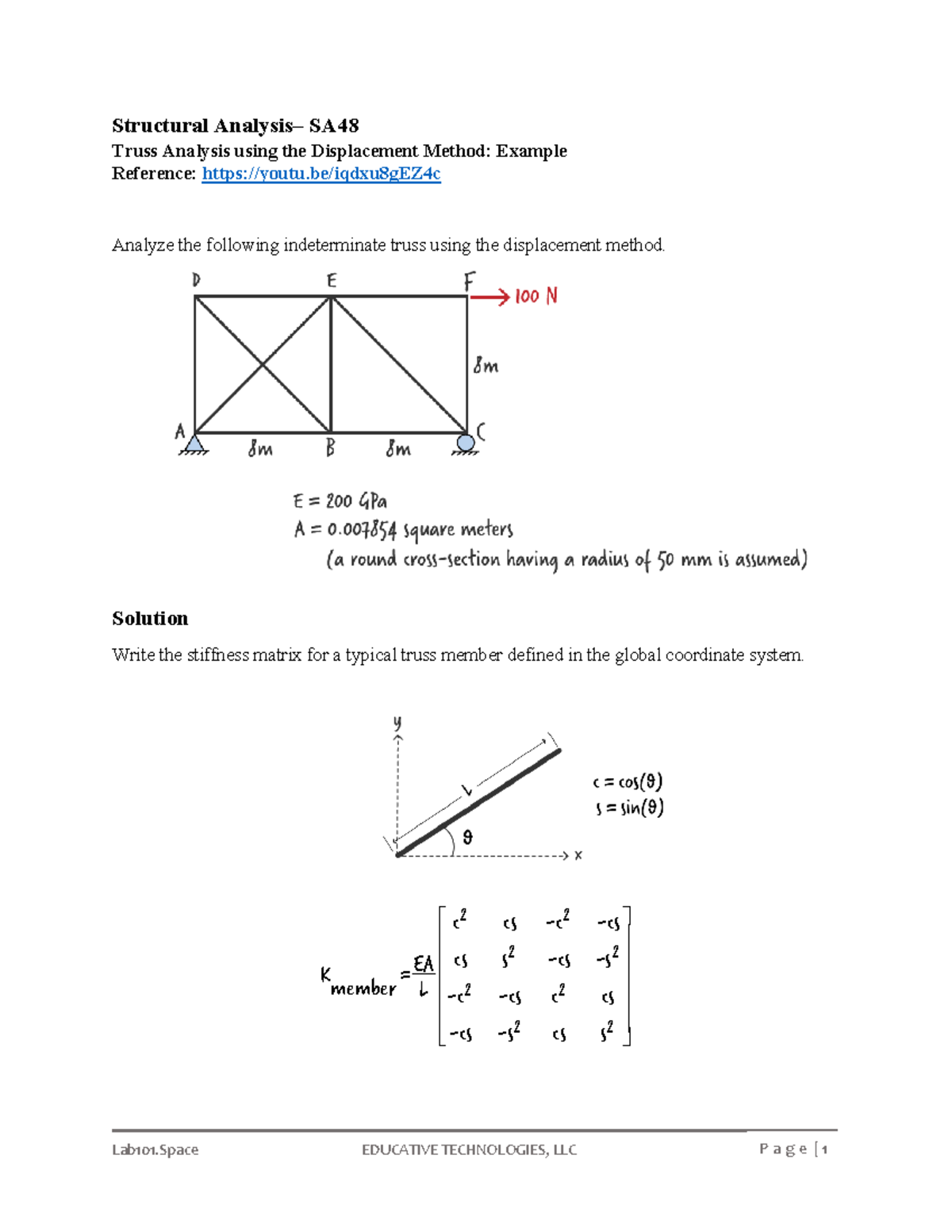 truss analysis of indeterminate structure - Warning: TT: undefined function: 32 Structural ...