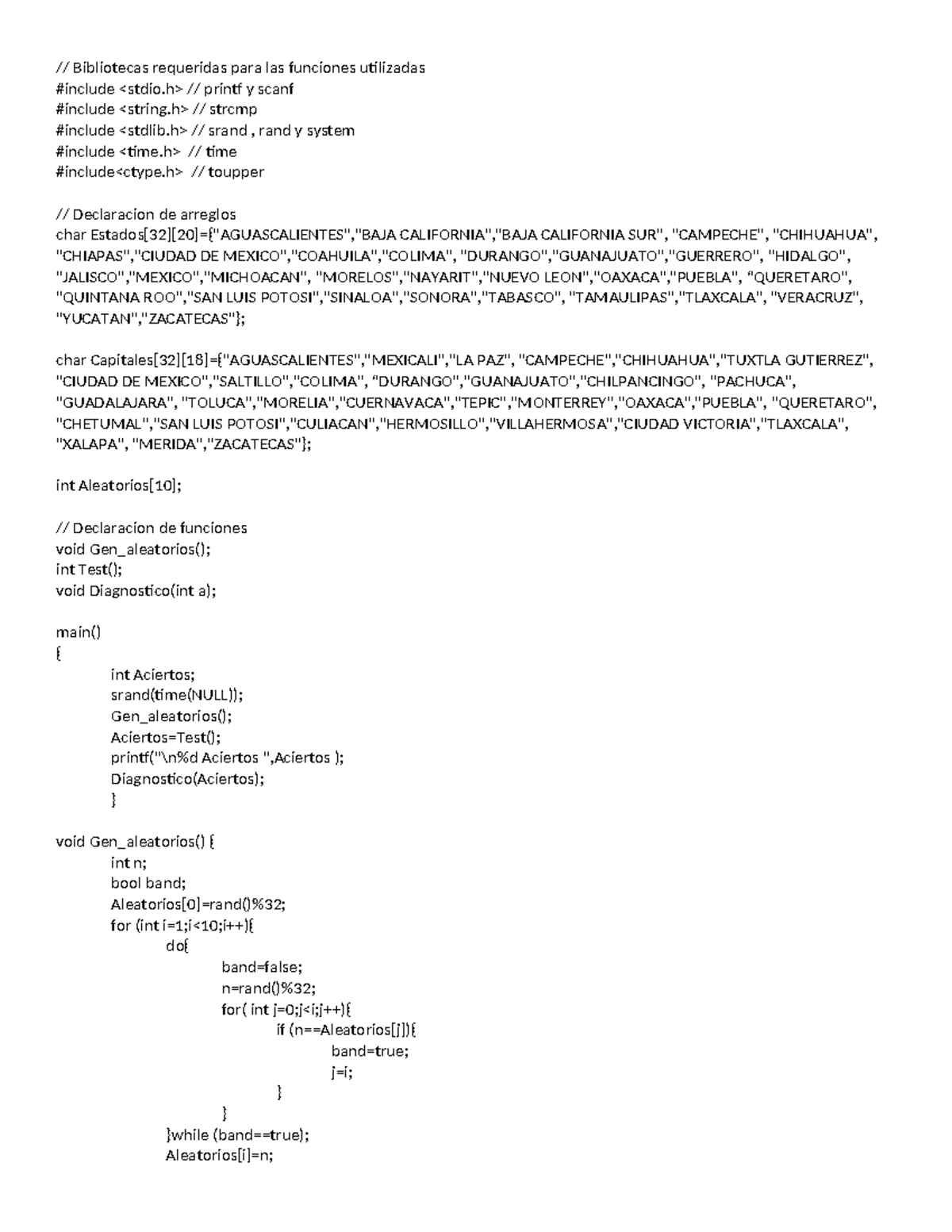 Capitales - programacion - // Bibliotecas requeridas para las funciones utilizadas #include ...