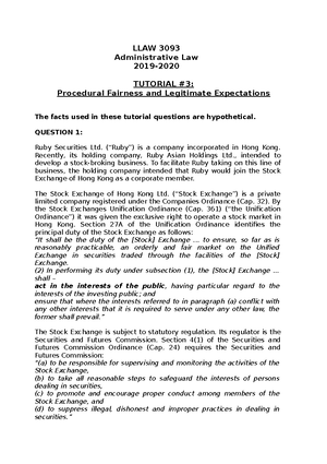 Tutorial 1 Public:Private and Procedure - Administrative Law of Hong ...