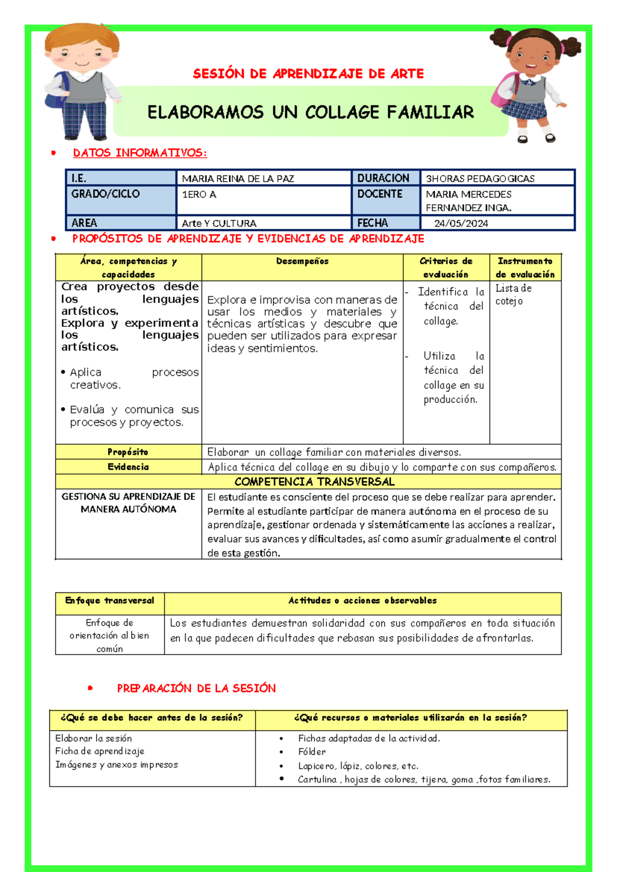 ART Elaboramos UN Collage Familiar - SESIÓN DE APRENDIZAJE DE ARTE ...