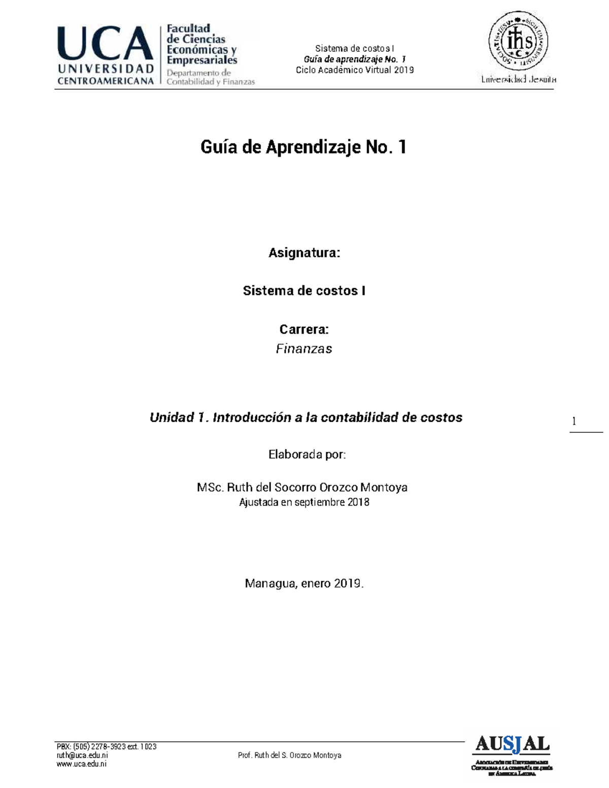 Guía de aprendizaje Sistema de Costos I-2c2019 - PBX: (505) 2278-3923 ...