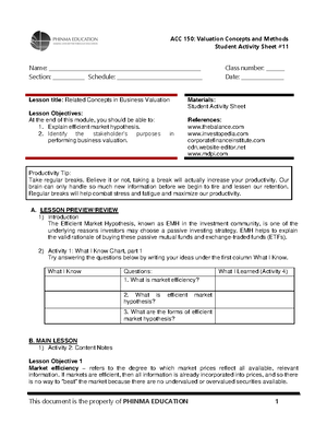SAS 5 ACC150 - Student Activity Sheet # Name: - Studocu