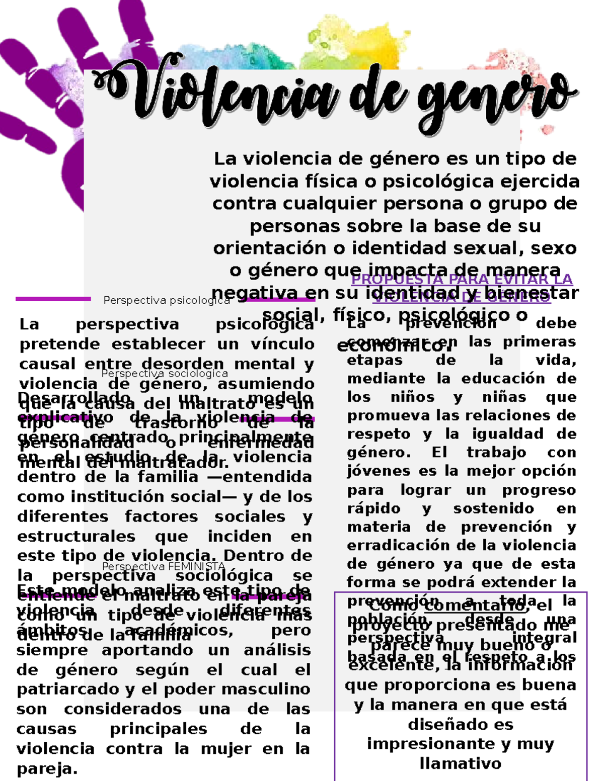 Analisis de violencia de genero, perspectiva anonima - Como comentario ...