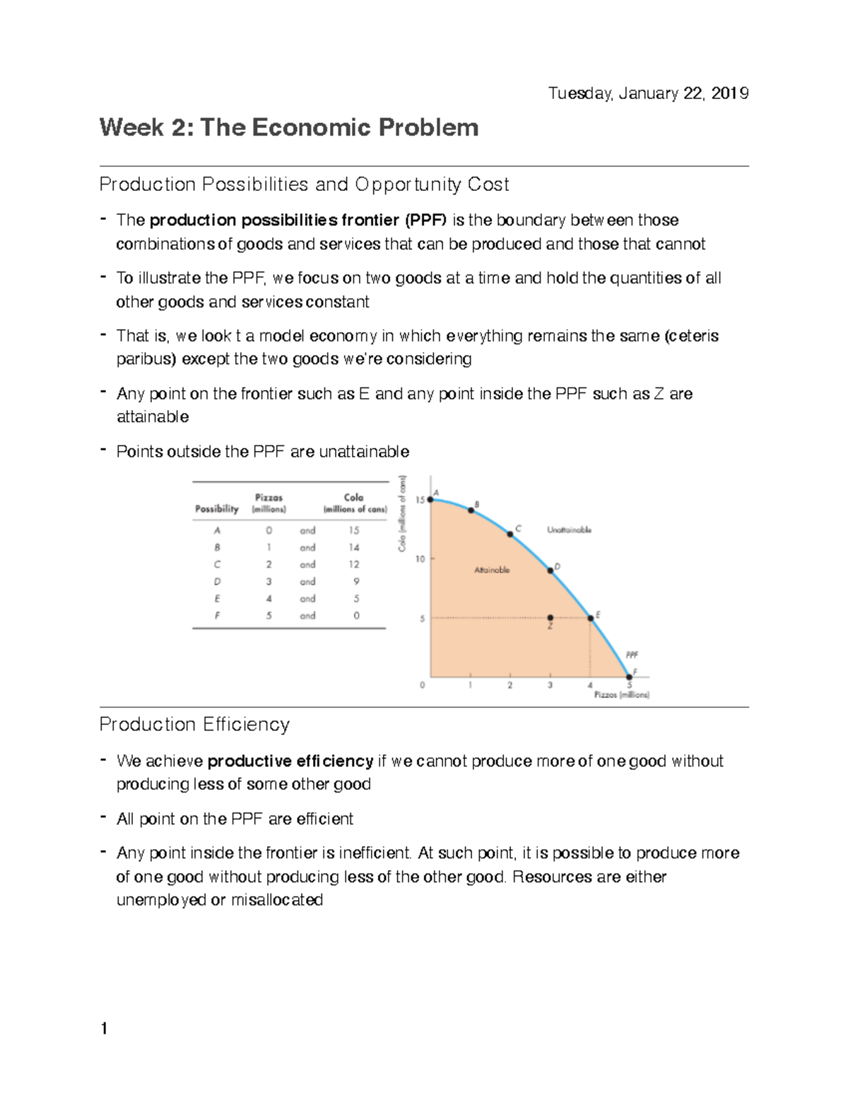 Week 2 - The Economic Problem - Week 2: The Economic Problem Production ...