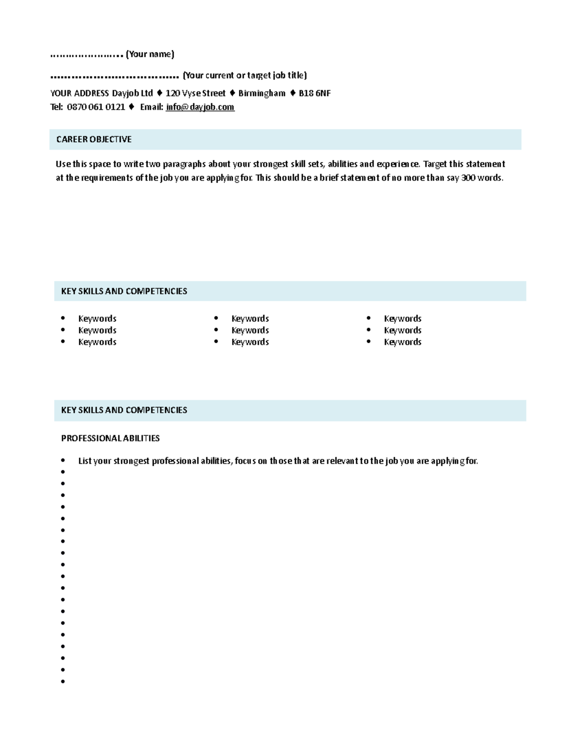 CORE CV template 2 duplicate - ....................... (Your name) - Studocu