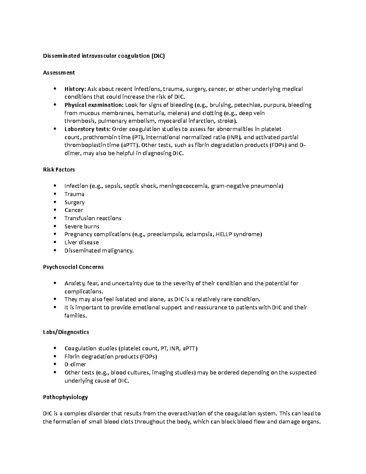 Disseminated intravascular coagulation (DIC) - Disseminated ...