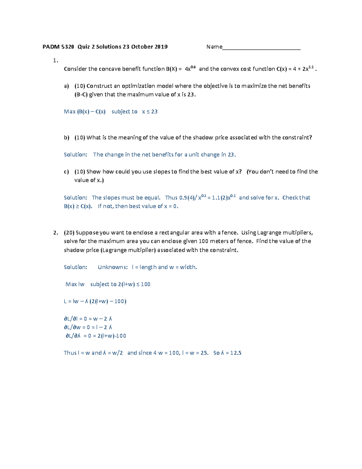 PADM 5320 Quiz 2 Solutions - PADM 5320 Quiz 2 Solutions 23 October 2019 ...