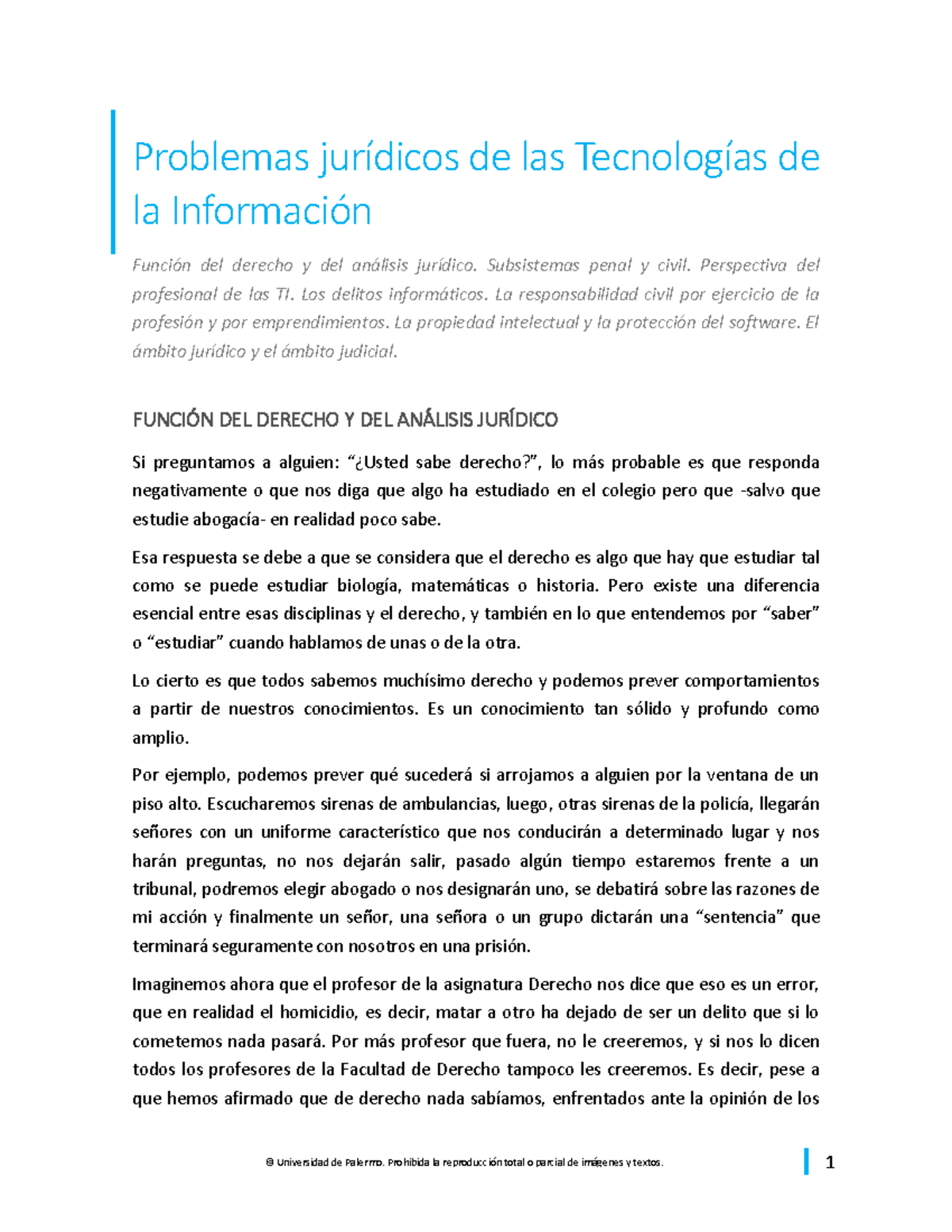 Apunte - Problemas juridicos - Problemas jurídicos de las Tecnologías ...