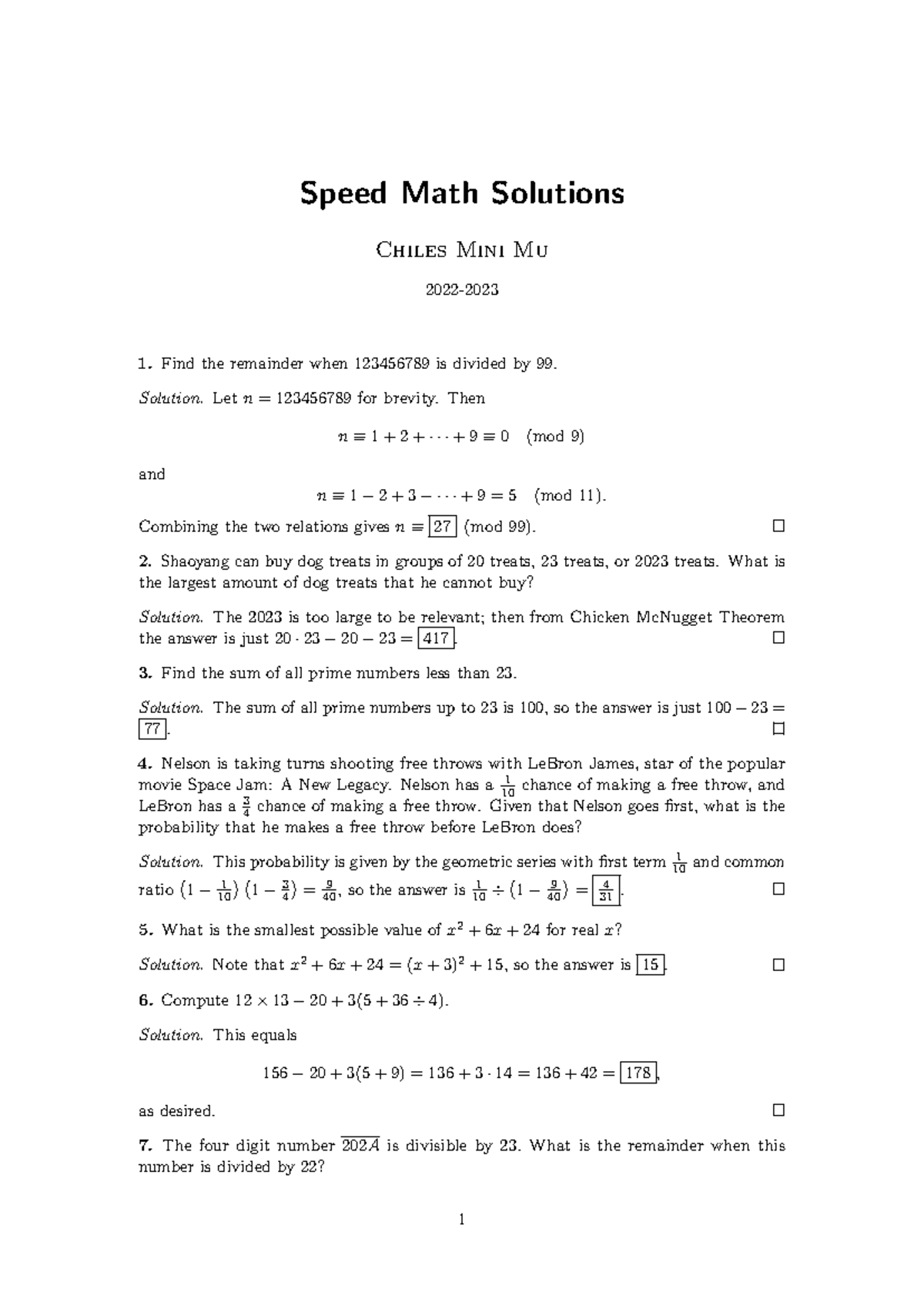 Speed Math Solutions - iiiiiiiiiiiiiiiiiiiiiiiiiiiiiiiiiiiiiiiiiiiiiii ...
