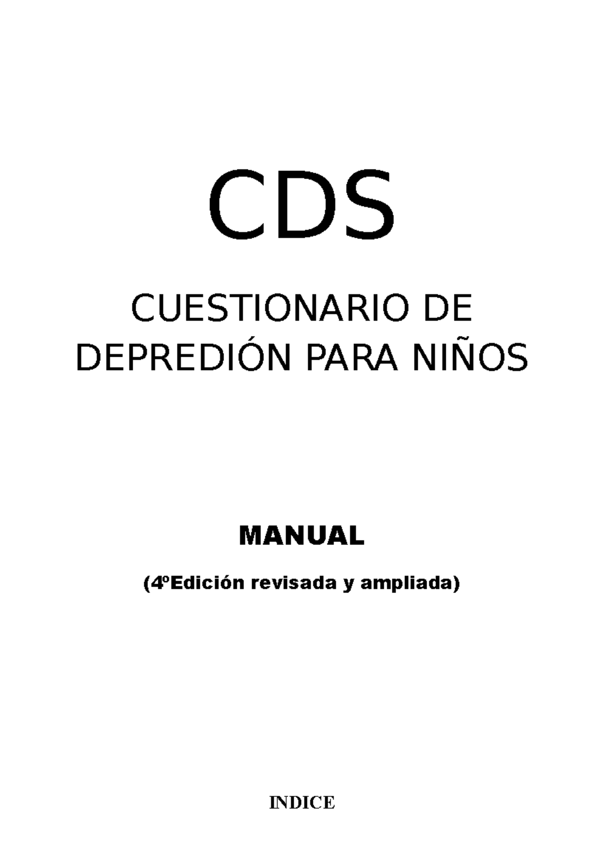 Manual CDS - test - CDS CUESTIONARIO DE DEPREDIÓN PARA NIÑOS MANUAL ...