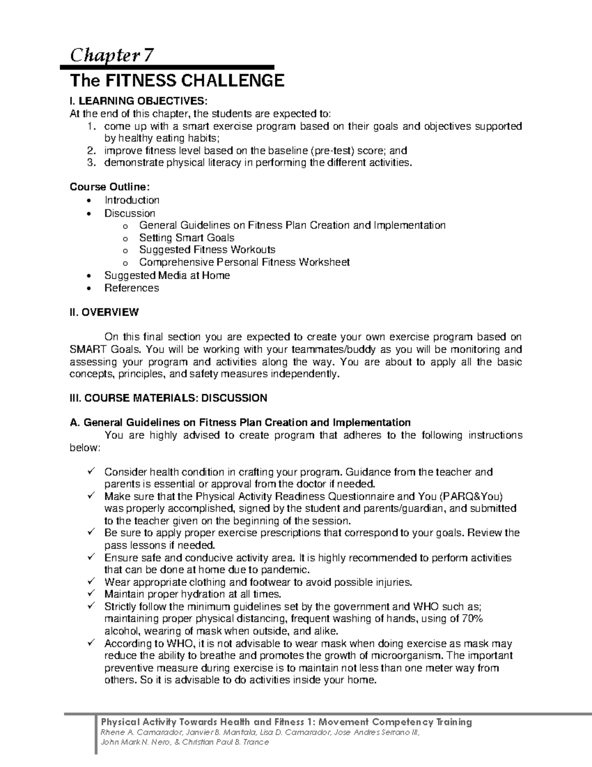 Chapter 7 THE Fitness Challenge - Physical Activity Towards Health and ...