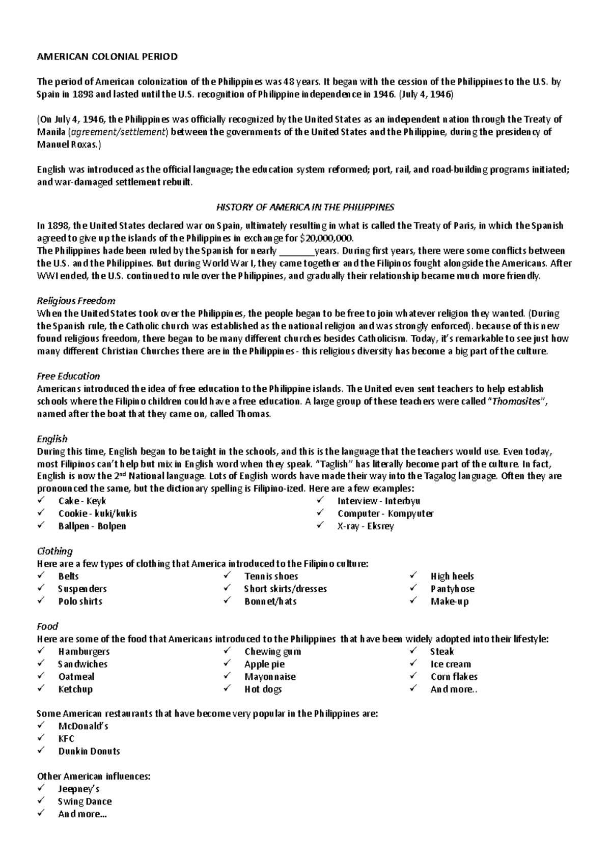 American Colonial Period - AMERICAN COLONIAL PERIOD The period of ...