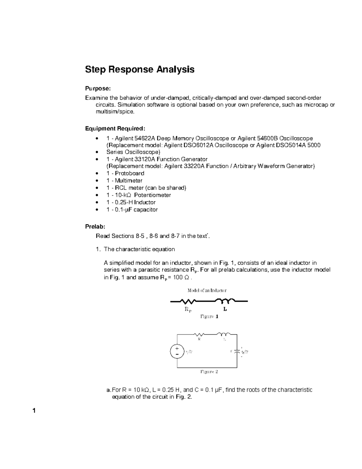 Step response A1 - It is a lab experiment of course Electronic devices ...