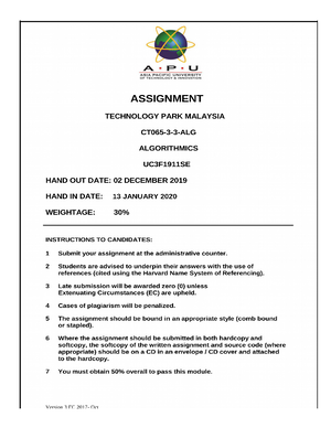 ALG Assignment Part B - ALGORITHMICS (CT065-3-3-ALG) GROUP ASSIGNMENT PART B Group Members: Name ...