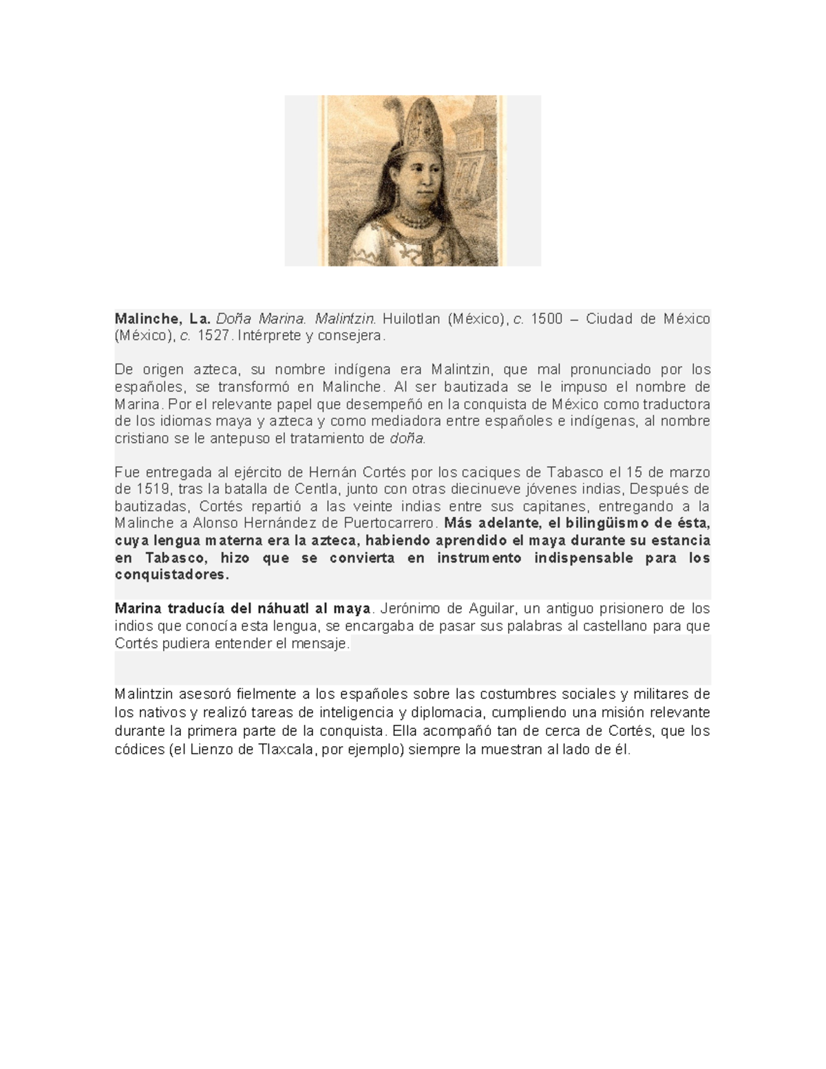 LA Malinche - historia de México y la conquista - Malinche, La. Doña Marina. Malintzin ...