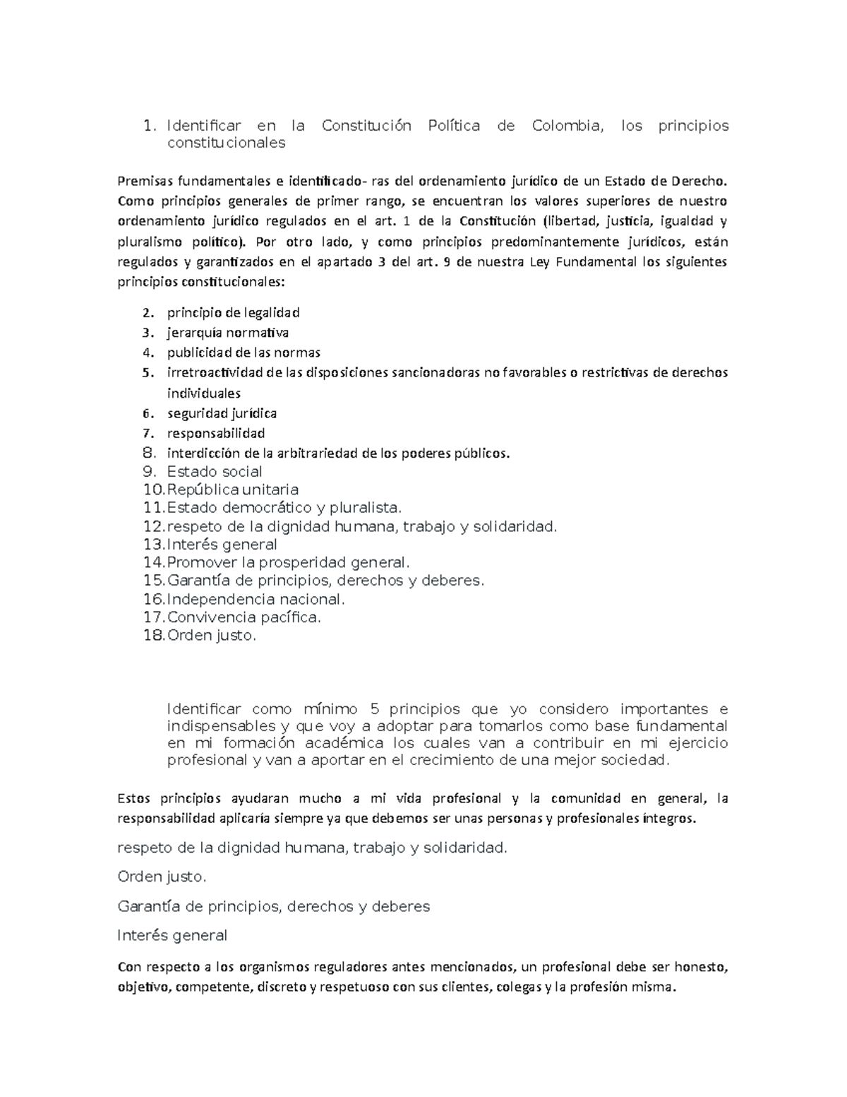 investigación sobre los principios constitucionales - Identificar en la ...