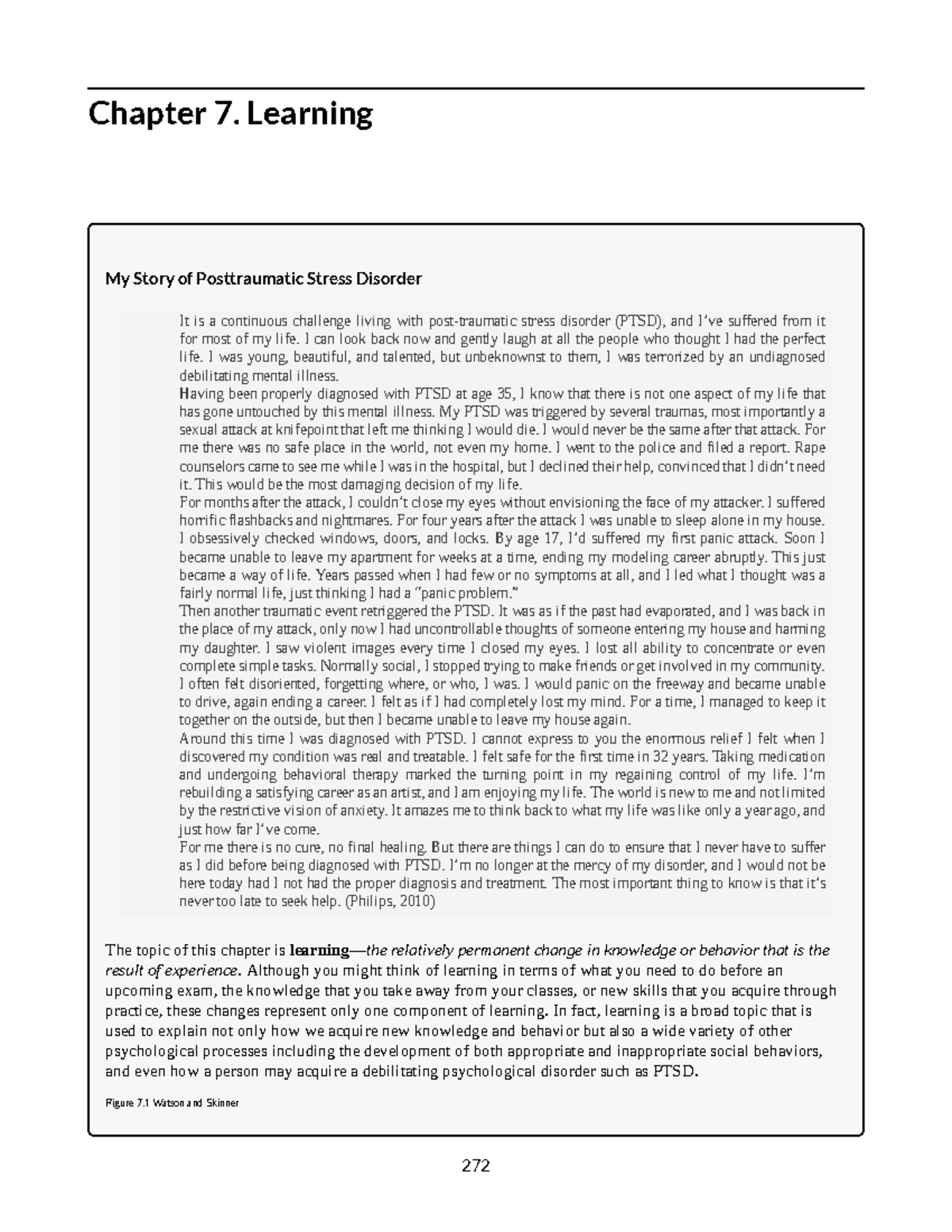 Chap 6, 7 - Learning and Memory (reading materials) - Chapter 7. Learning My Story of ...