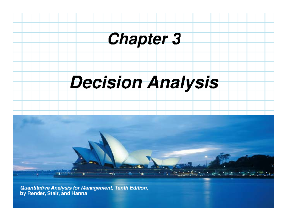 Chapter 3 Decision Analysis - Chapter 3Chapter 3 Decision Analysis ...