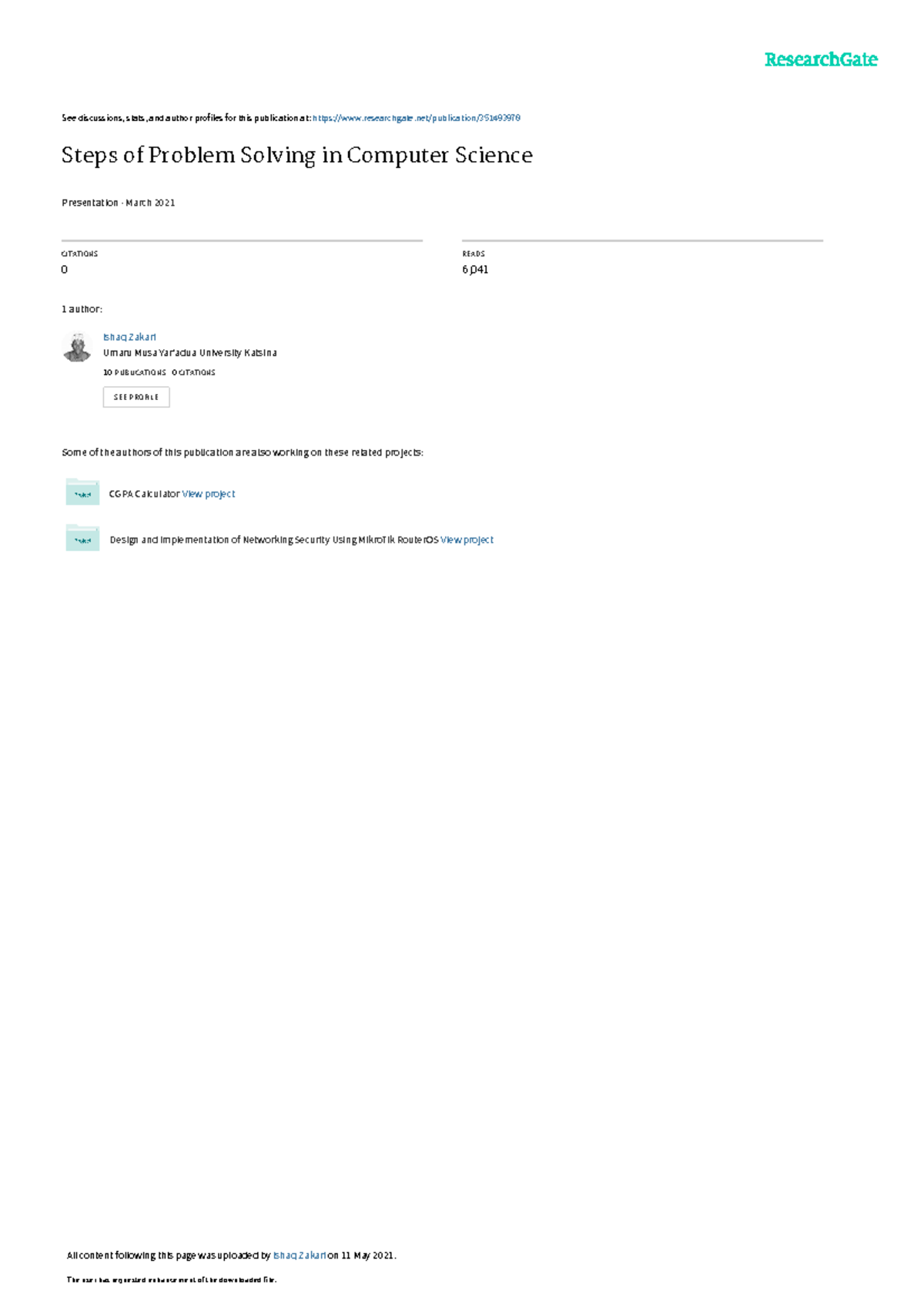 Stepsof Problem Solvingin Computer Science - See discussions, stats ...