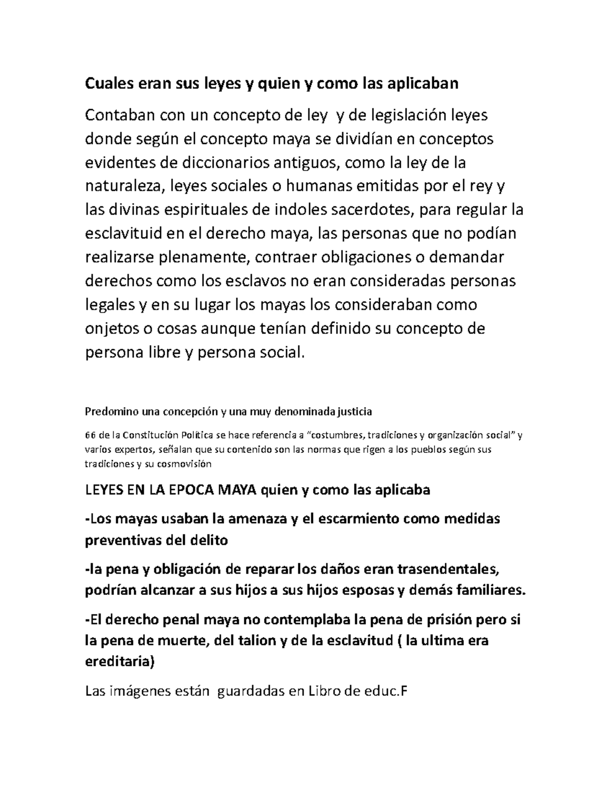 Los Mayas - habla sobres el Derecho Penal Maya y sus diferentes ...