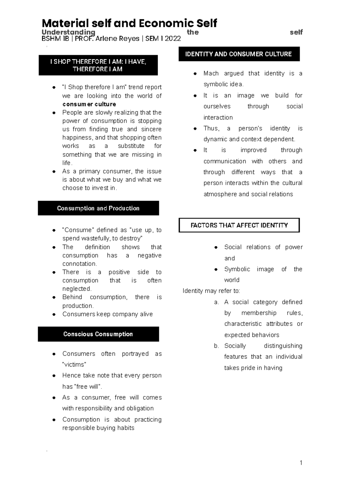 Material self and Economic self - Material self and Economic Self ...