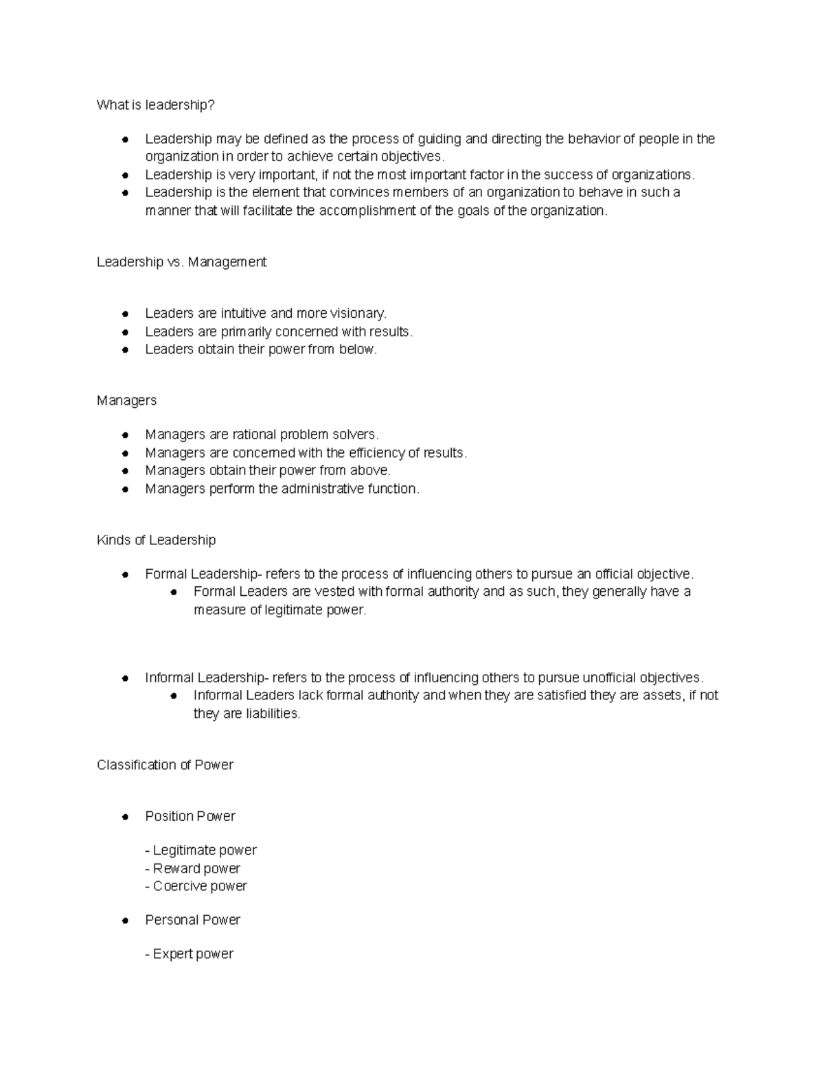 SF-leadership - semi-final notes leadership - What is leadership ...