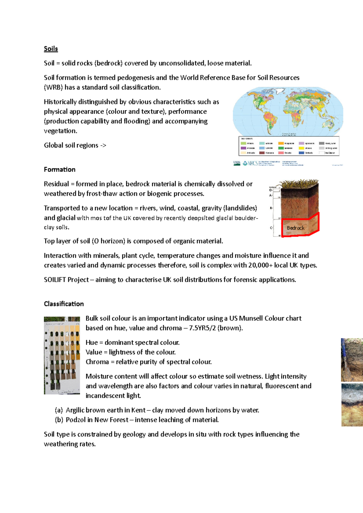Soils - Lecture notes 9 - Bedrock Soils Soil = solid rocks (bedrock ...