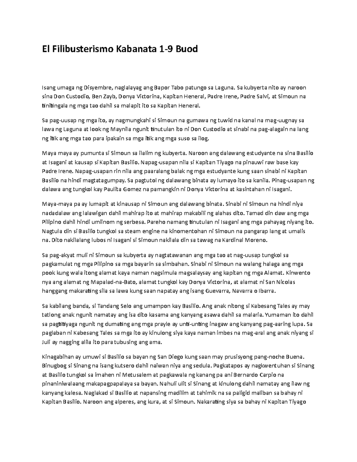 El Filibusteris - Learning - El Filibusterismo Kabanata 1-9 Buod Isang ...
