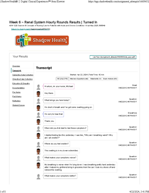 Shadow Health Complex Patient Case Doris Turner Patient Teaching - Week ...