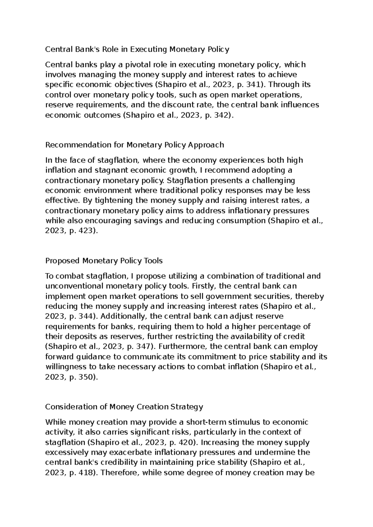 Assignment Activity Unit 5 - Central Bank's Role in Executing Monetary ...