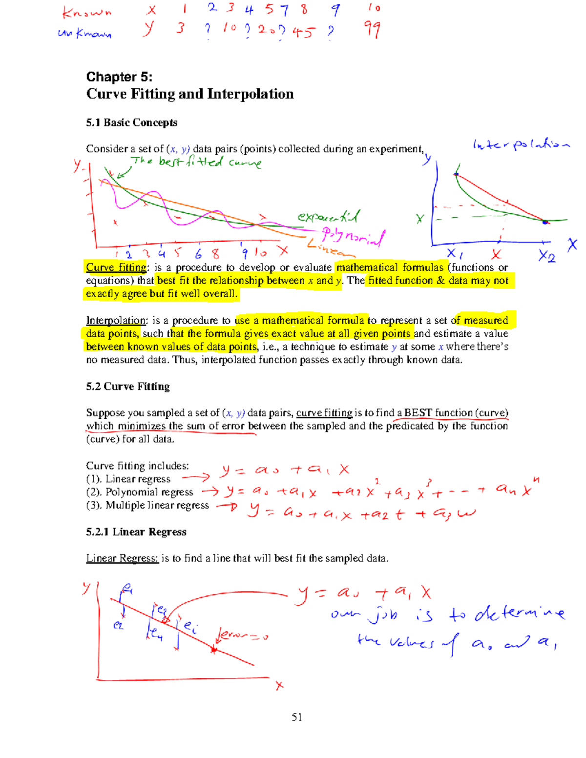 5 - filled - Chapter 5: Curve Fitting and Interpolation 5 Basic ...