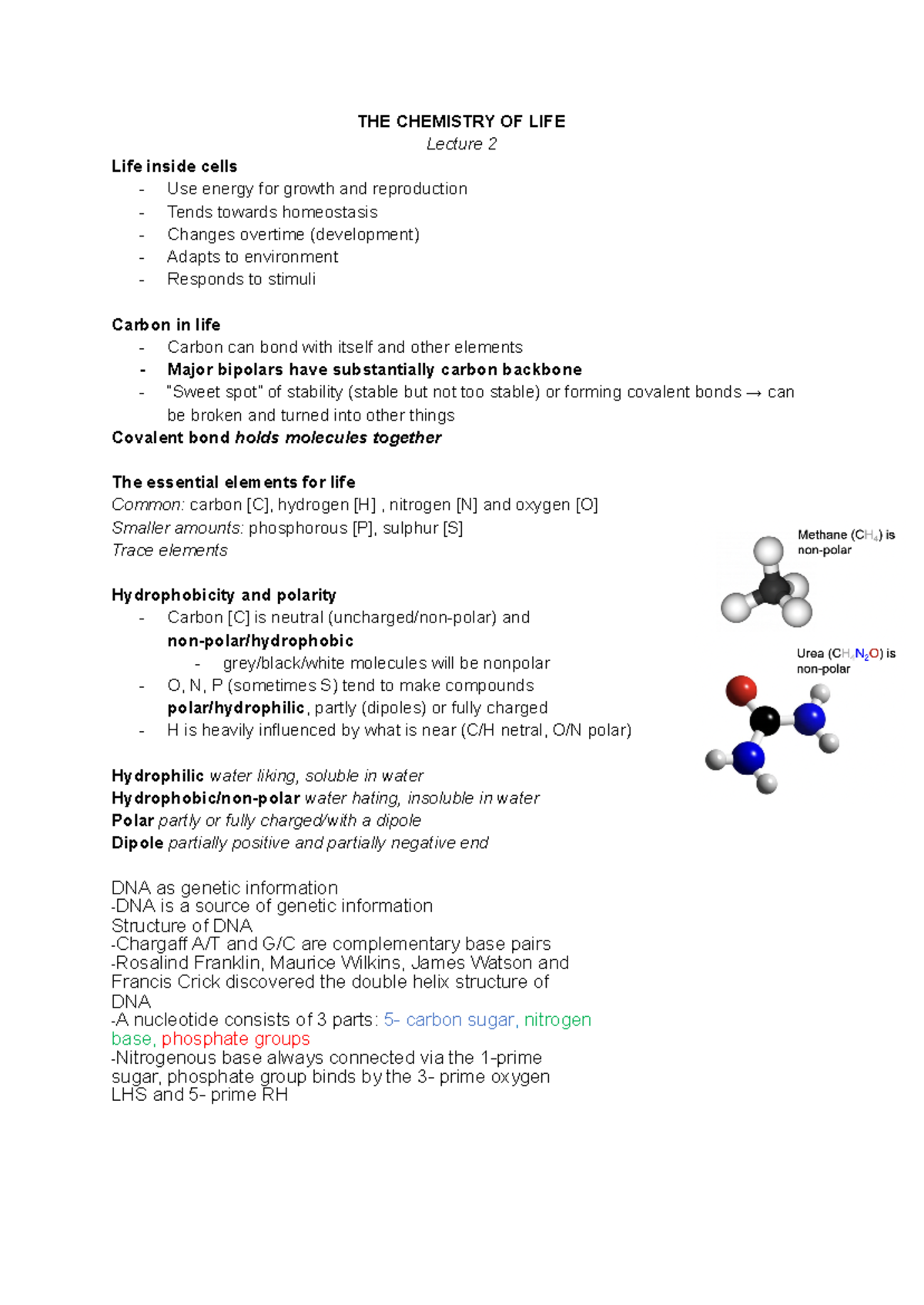 BIOL1007 Molecules and Ecosystems - THE CHEMISTRY OF LIFE Lecture 2 ...