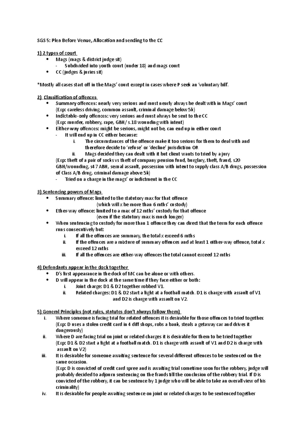 plea before venue notes - SGS 5: Plea Before Venue, Allocation and ...