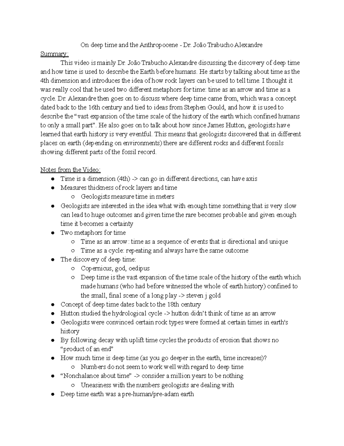 On deep time and the Anthropocene - João Trabucho Alexandre Summary ...