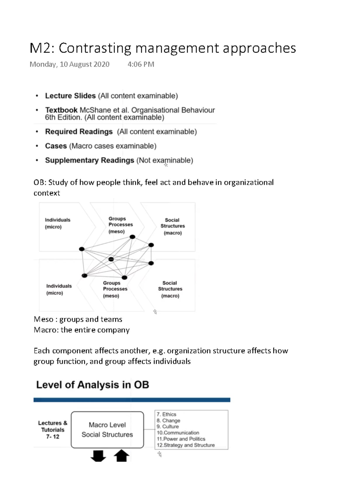 Lecture 2- Contrasting management approaches - OB: Study of how people ...
