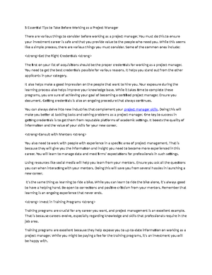 5 Essential Steps to Take Before Working as a Project Manager - 5 ...