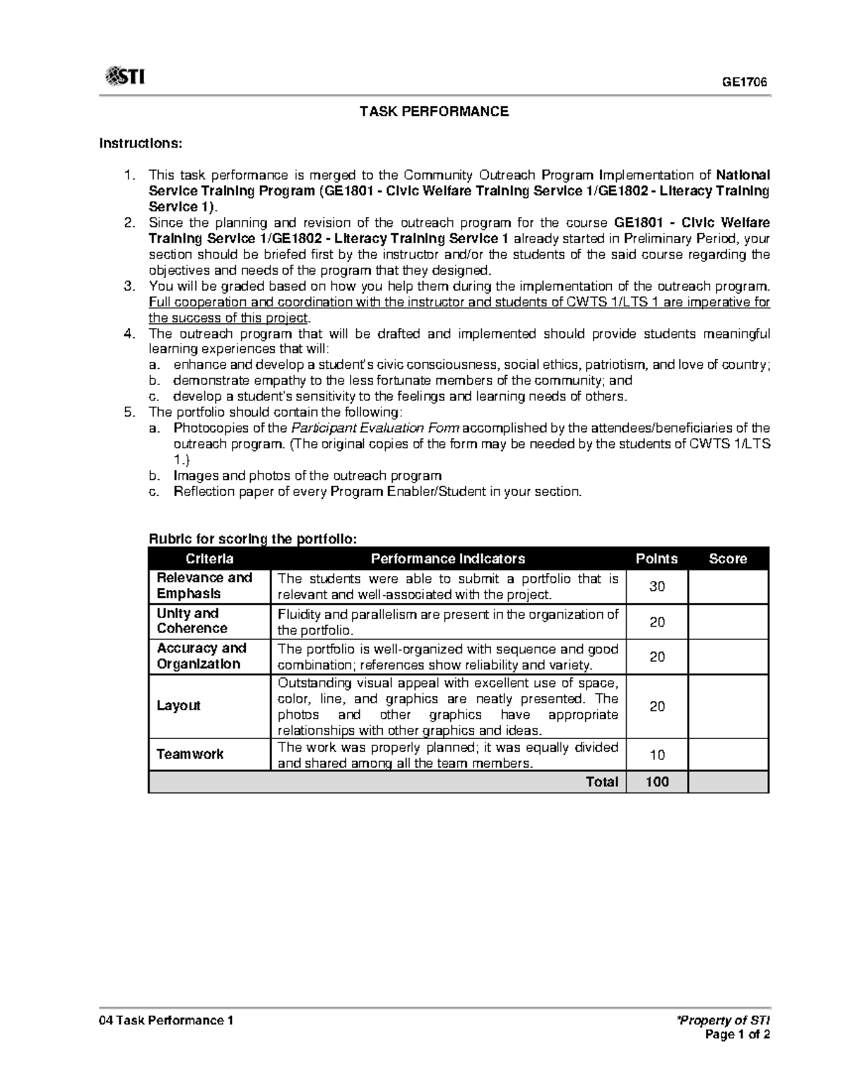 04 Task Performance 1 Ge 04 Task Performance 1 Property Of Sti Page 1 Of 2 Task Performance 5953