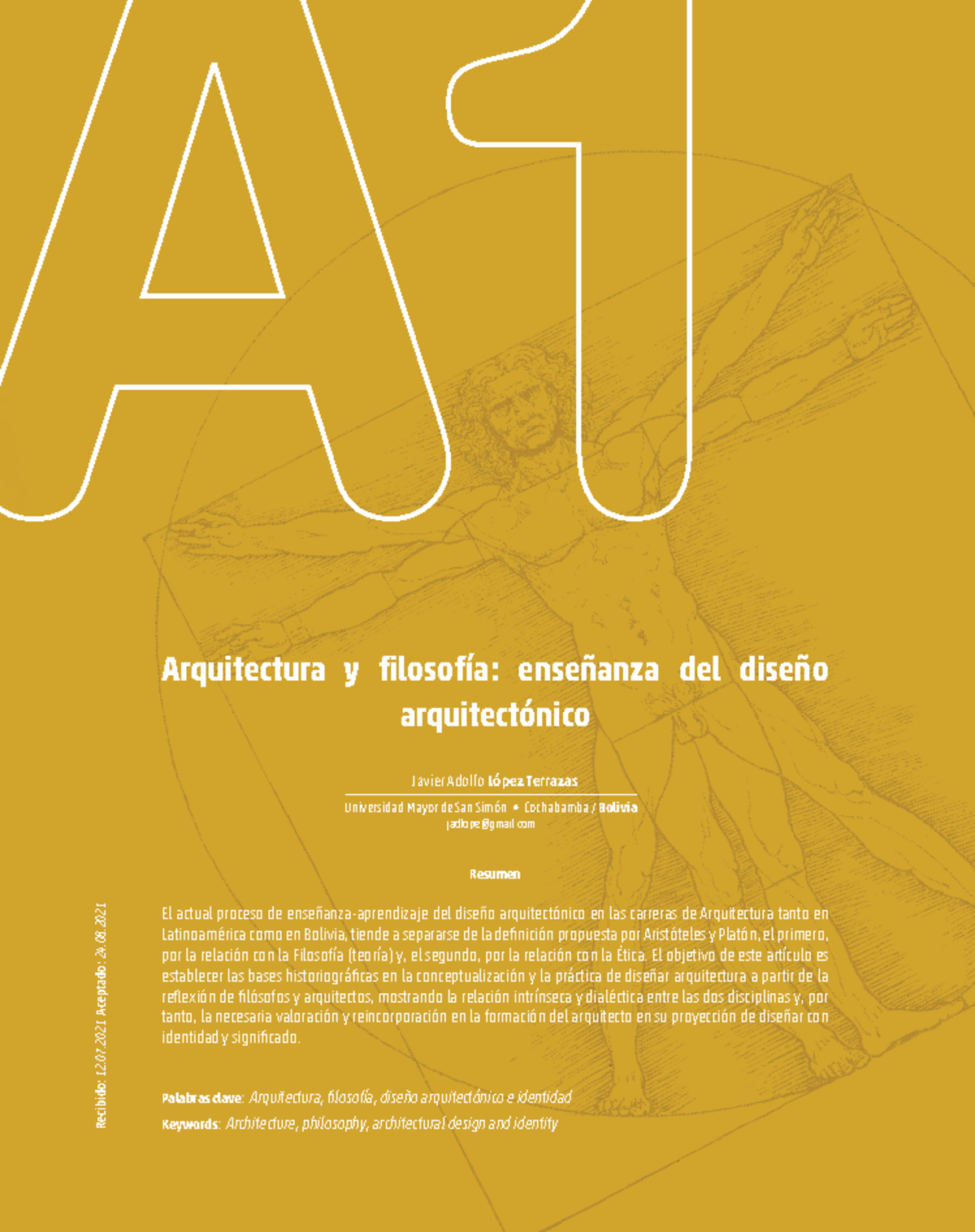 Arquitectura y filosofía Revista- Locus 1 2021 - Resumen El actual proceso de enseñanza ...