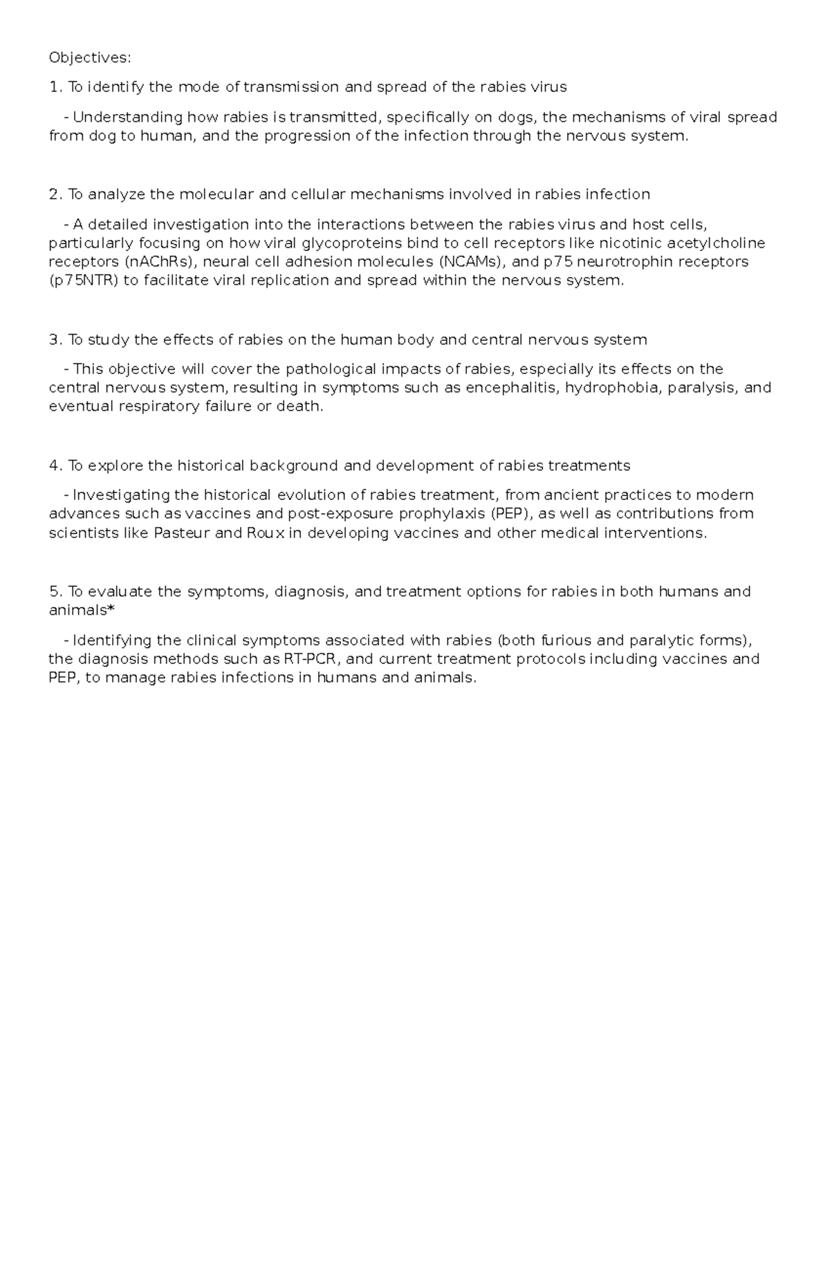 Rabies craig report - Objectives: To identify the mode of transmission ...