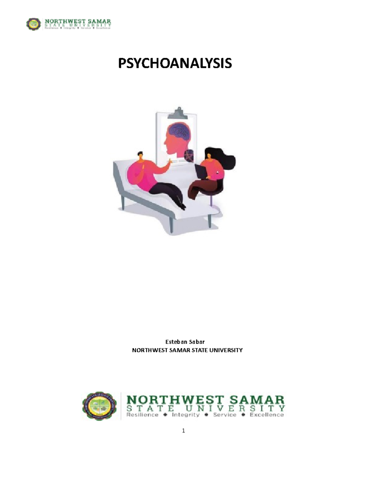 Psychoanalysis - For study purposes - PSYCHOANALYSIS Esteban Sabar ...