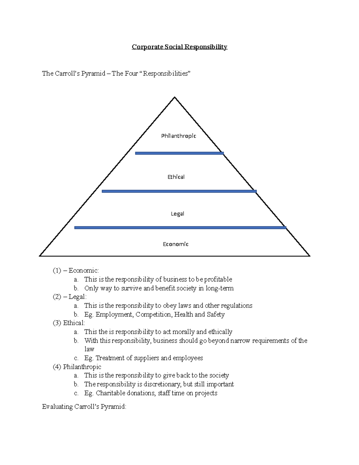 Carroll's Pyramid - Ethics 3p82 - Corporate Social Responsibility The ...