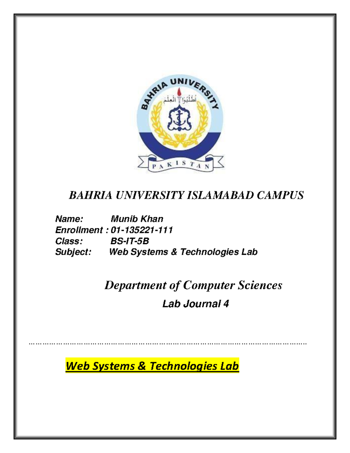 WEB LAB-111 - web system html and css - BAHRIA UNIVERSITY ISLAMABAD ...