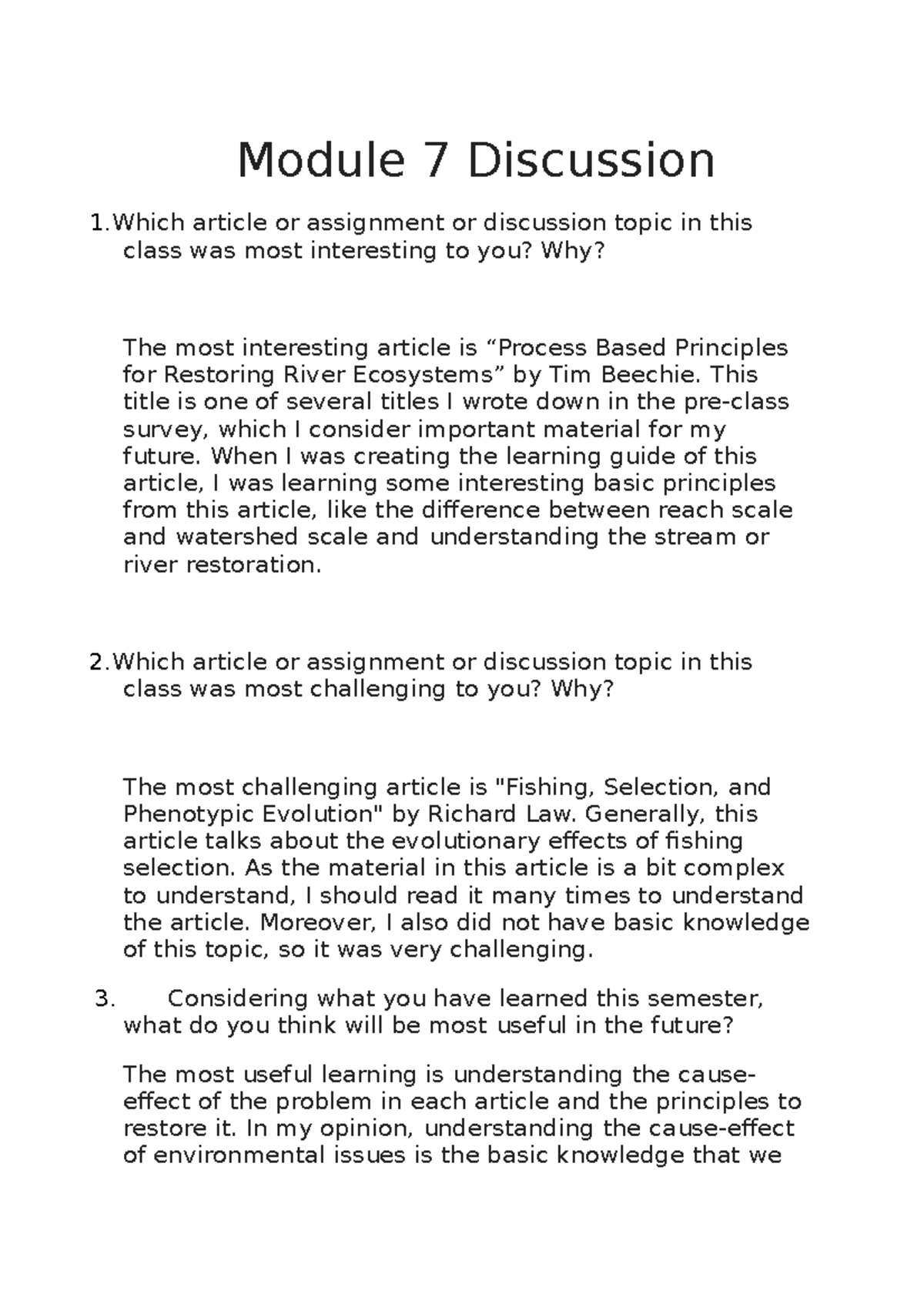 Module 7 Discussion - understanding the cause-effect the problem ...