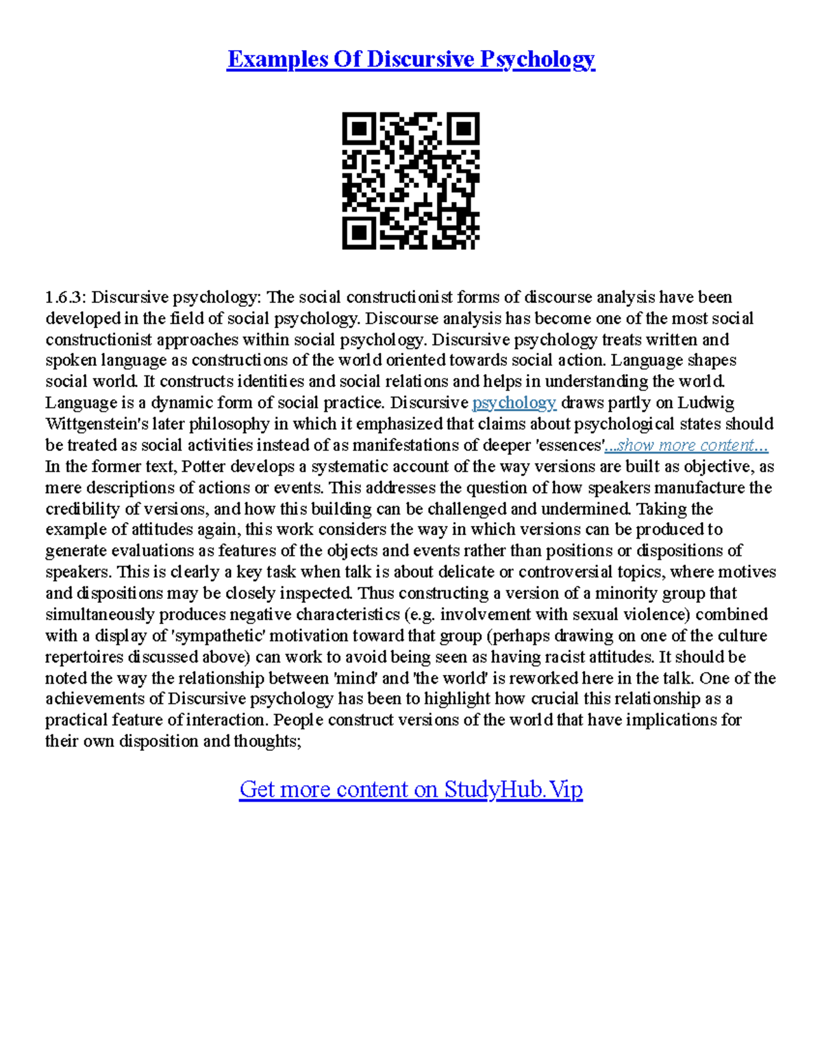 Discursive Essay Structure - Examples Of Discursive Psychology 1.6 ...