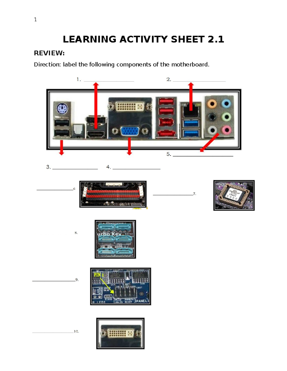 Learning Activity Sheet 2 - LEARNING ACTIVITY SHEET 2. REVIEW ...