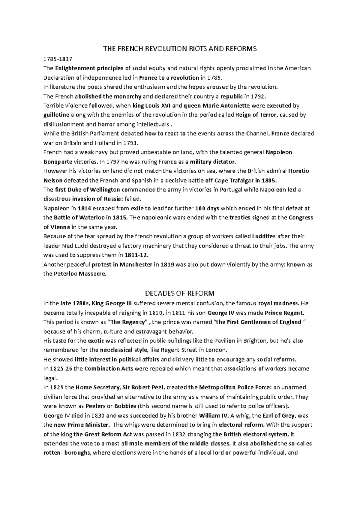 French revolution, decades of reform and the sublime - THE FRENCH ...