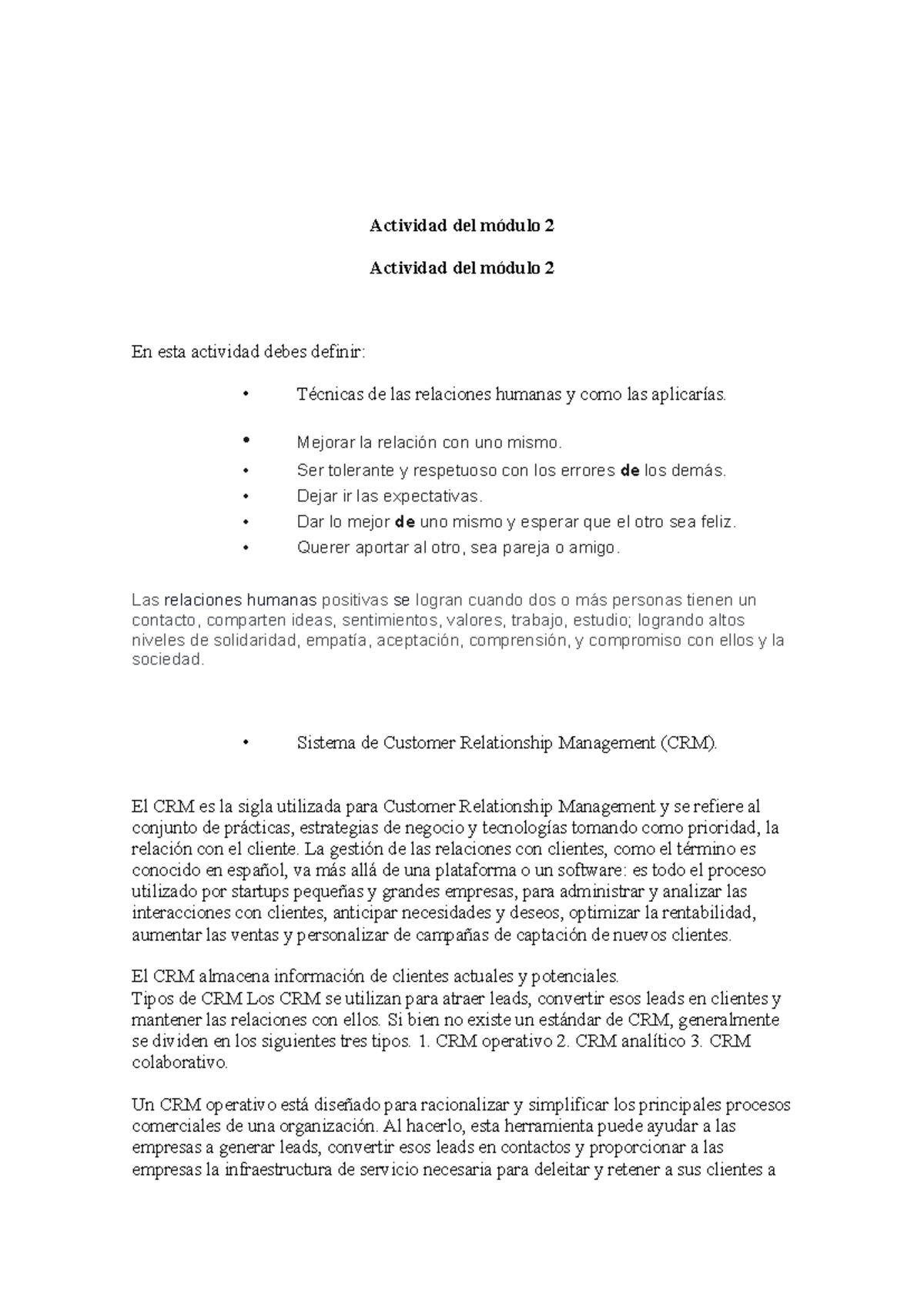 Actividad del módulo 2 copia - Actividad del módulo 2 Actividad del ...